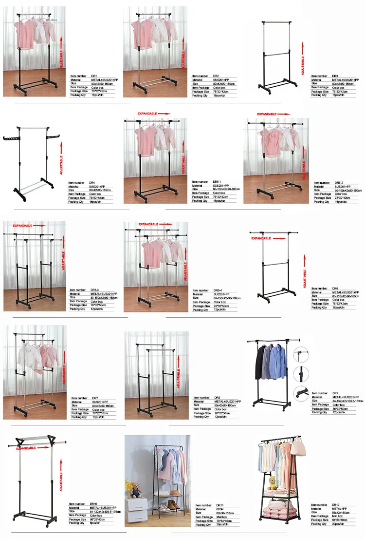 Stainless Steel Expanding Double Pole Clothes Rack For Hanging Clothes ...