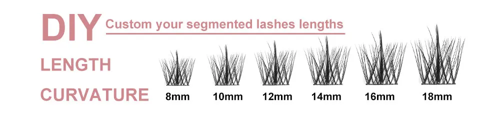Custom 25mm Handmade Segment Lashes DIY Box Lash Cluster Kit
