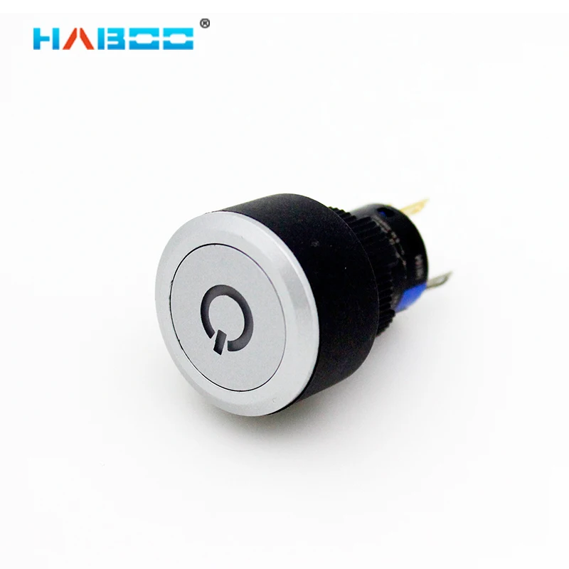 22mm Flat Power Symbol Push Button Switch With Led Light Self-locking ...