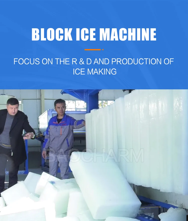 BAOCHARM 1 to 2 Tons Air Cooled Ice Factory Block Ice Maker Machine for ...