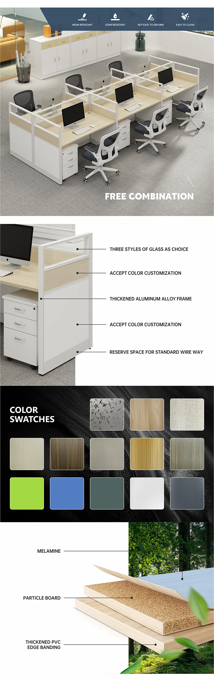 L-Shape Office Desk Sub Simple Screen Workstation Cockpit Staff Desks ...