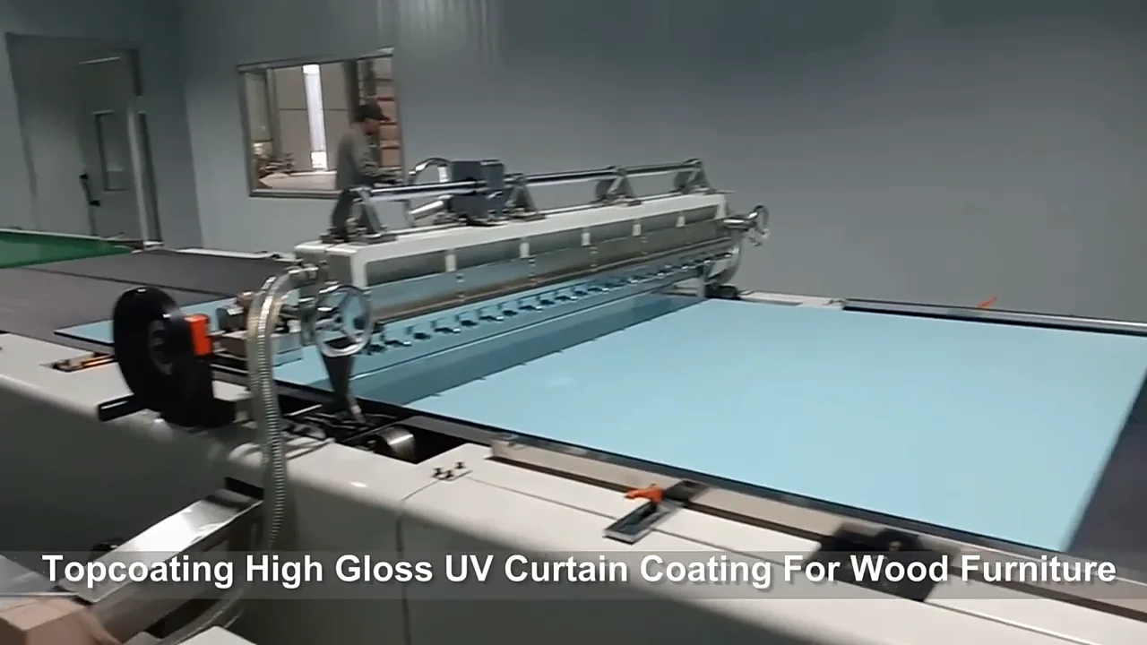 Topcoating High Gloss Uv Curtain Coating Machine For Wood Furniture ...