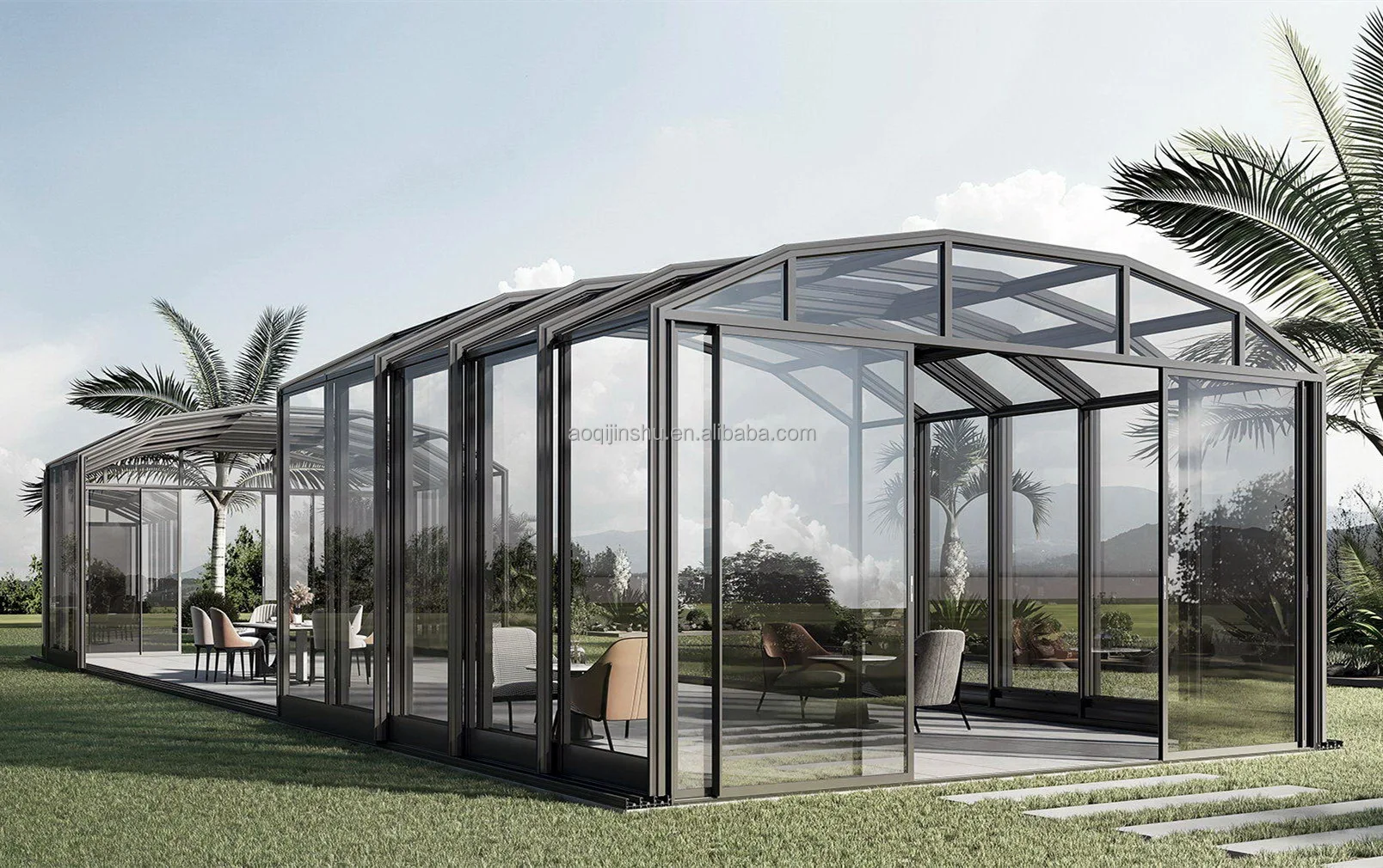 Modern Double Layered Insulated Glass House Polygon Roof High Light ...