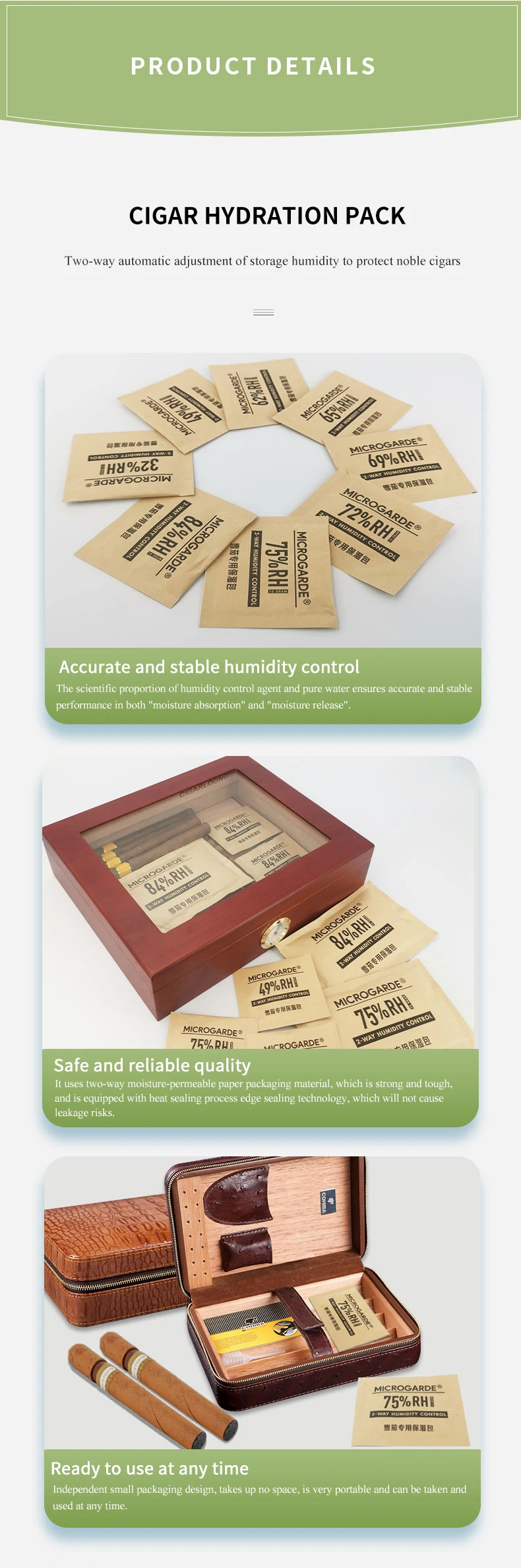 Customizable 10g Rh 62% Cigar Humidor Box Case Accessories 2 Way 2-way ...