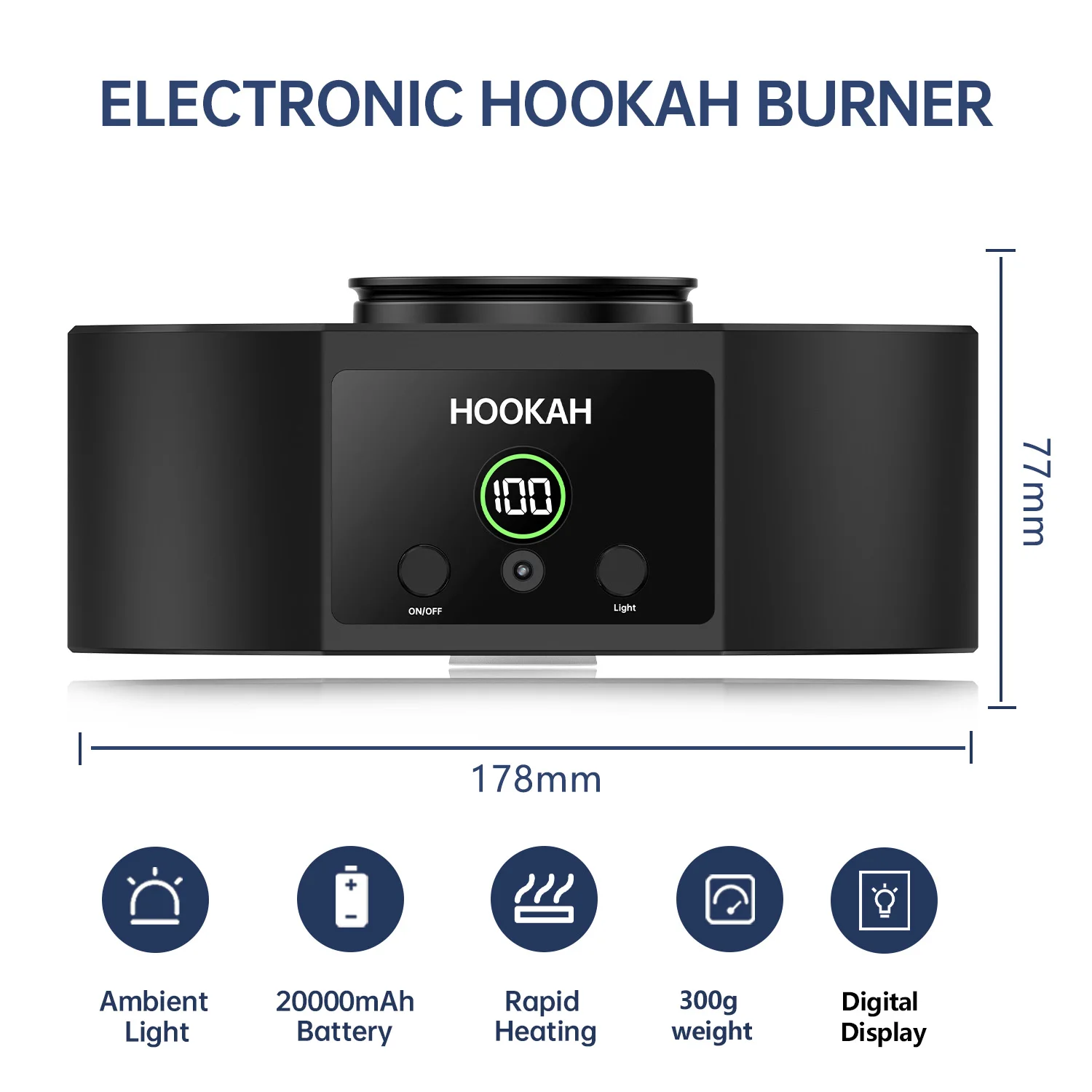 Upgraded Rechargeable Portable Electric Shisha Chicha Detachable Battery Temperature Adjustable ...