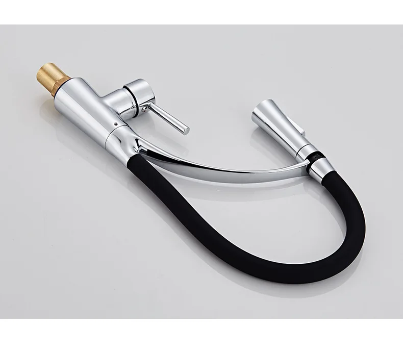 Gold Brass Flexible Rubber Neck Kitchen Faucet And Basin Mixer Taps 304 ...