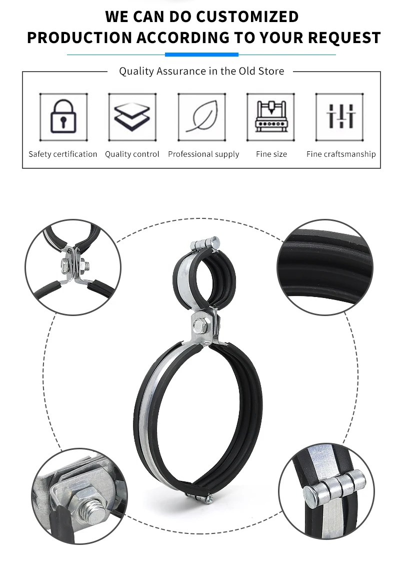 High Quality Heavy Duty Gas Pipe Clamp with EPDM Rubber Stainless Steel ...