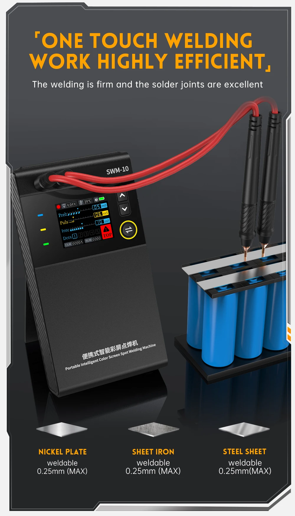 FNIRSI SWM-10 Portable Battery Spot Welder - Ideal DIY Tool for 18650 Battery Pack Welding ...