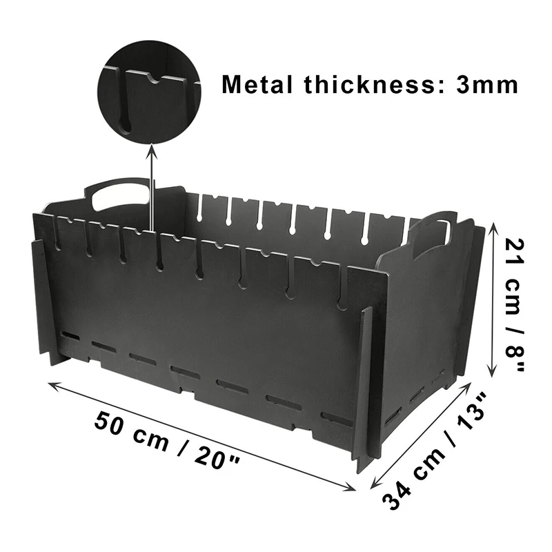 3mm Steel Flat Pack Detachable Mangal Bbq Kabab Shashlyk Portable Tabletop Bbq Barbeque Grill ...