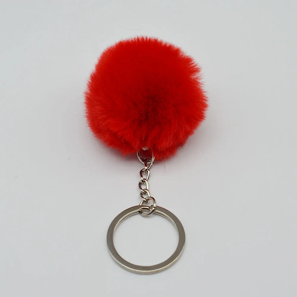 5cm Diy Silver Cute Puffy Plush Fluffy Fur Balls Pompom Pom Keychain ...