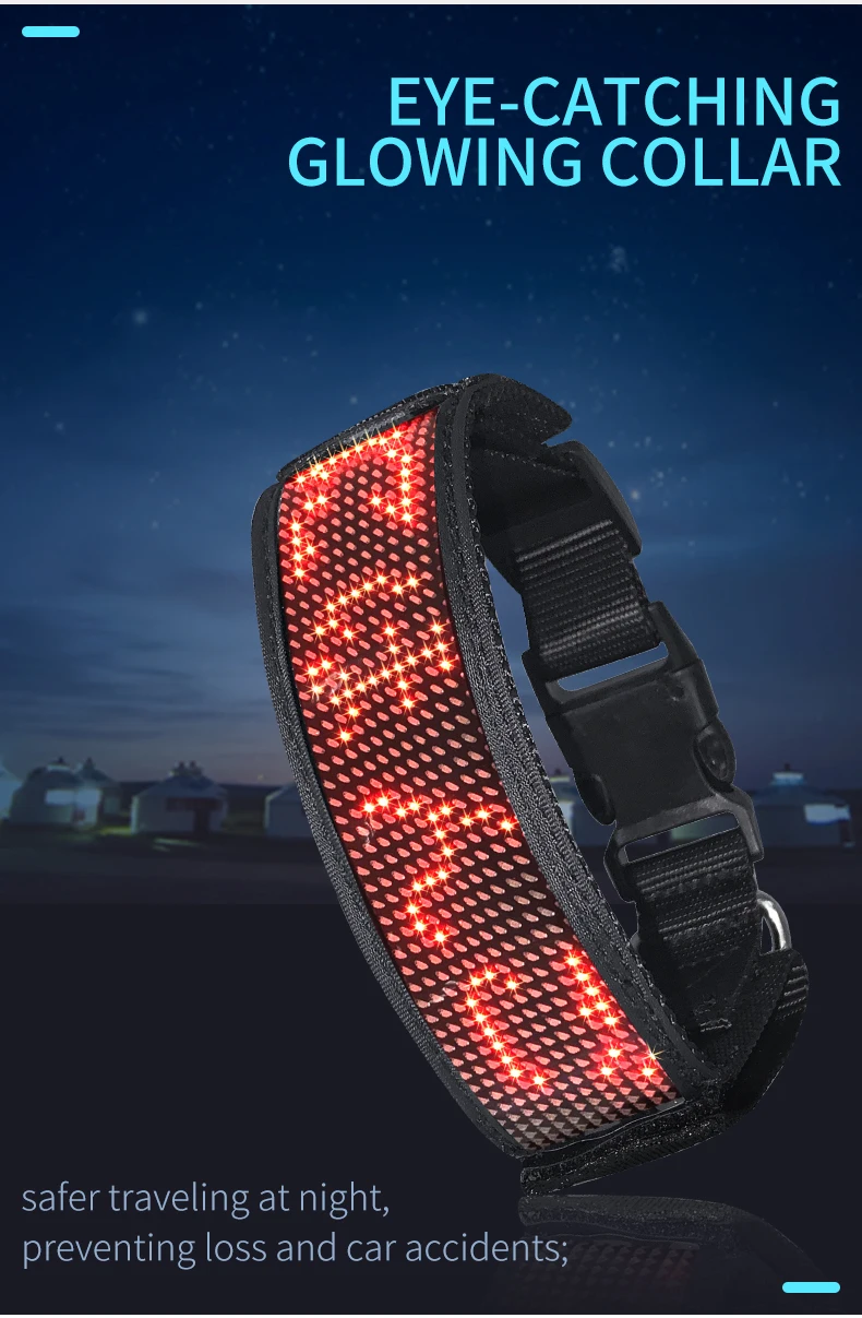 Usb Rechargeable Led Luminous Necklace Night Safety Neon Dog Collar ...