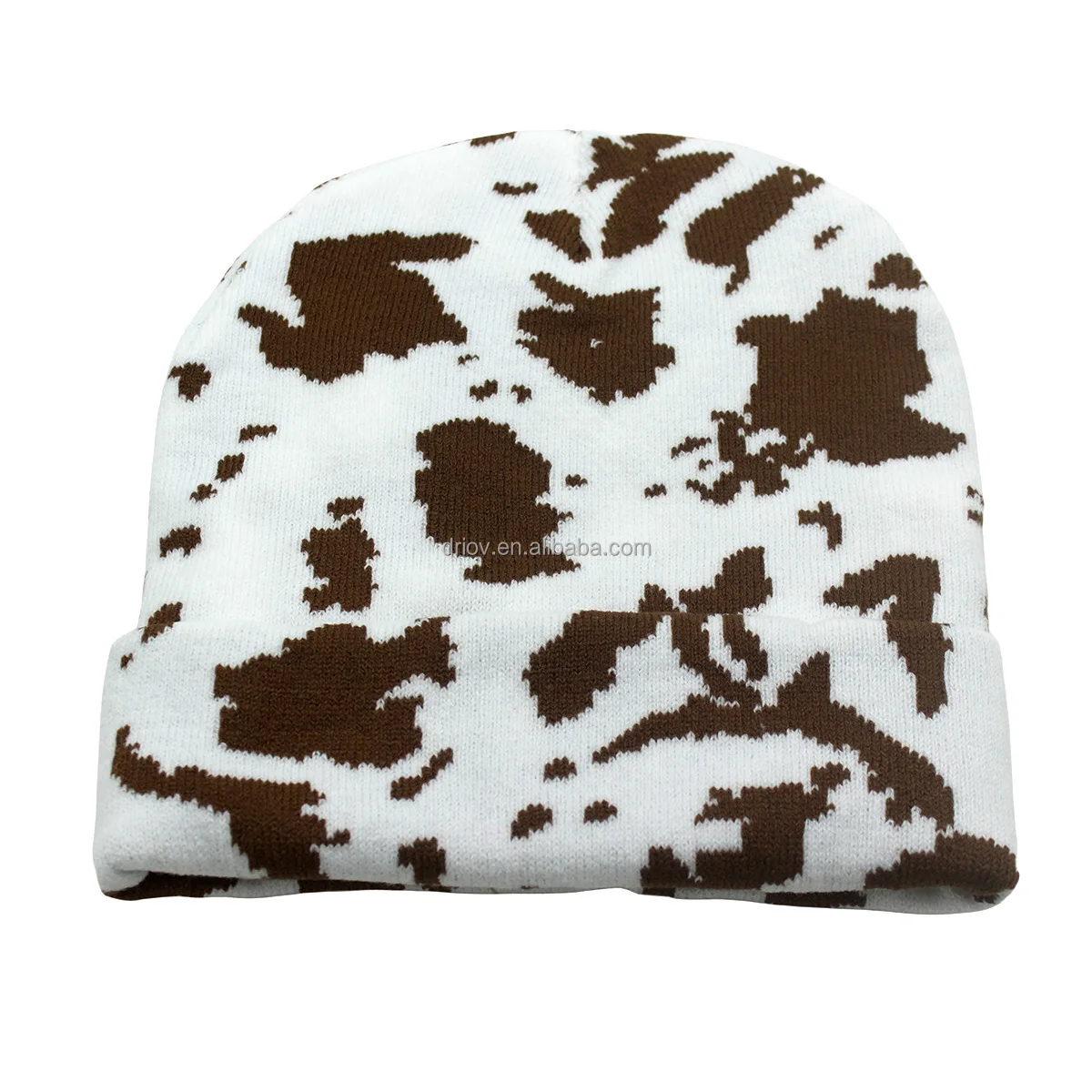 Fashion Acrylic Cow Print Highland Cow Beanie Winter Thick Knit Beanies ...