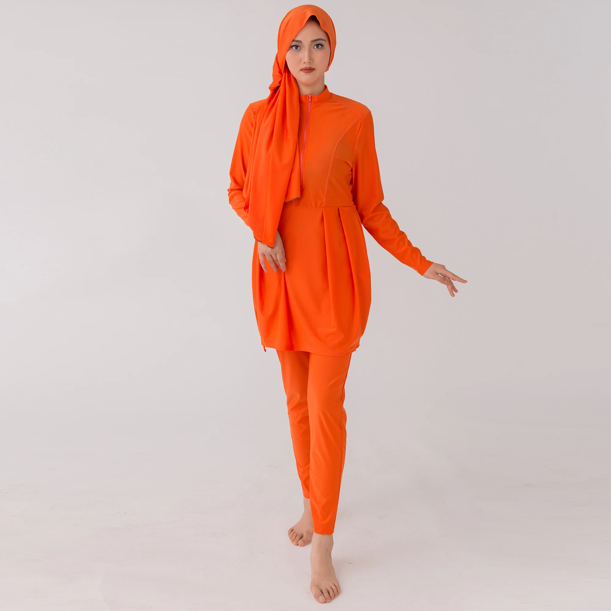 2023 Black Ruffle Muslim Swimwear Burkini 3pcs With Bra Padding ...