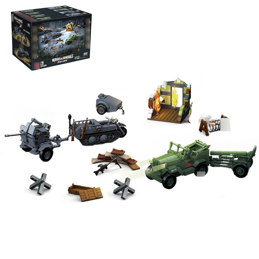 4in1 WW2 German Soviet Military Particle Assembly War Battle Scene Mini ...