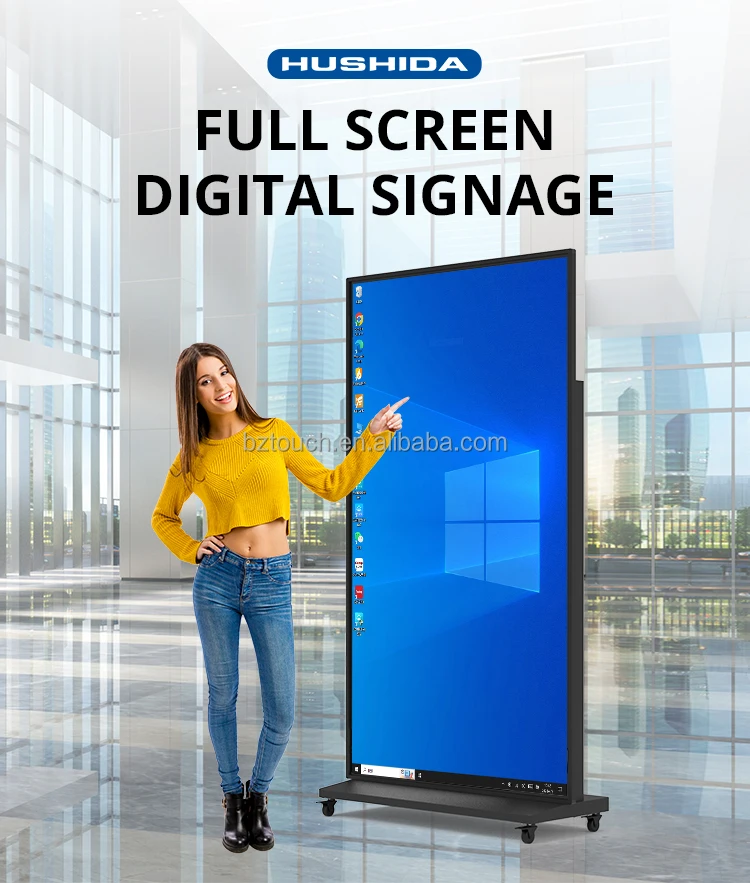 Hushida 75-85 Inch 2K/4K LCD Touch Screen Digital Signage Monitor ...