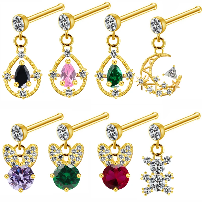 Gaby New Nose Piercing Gold Nose Rings Dangle Colorful Nose Ring Bulk ...