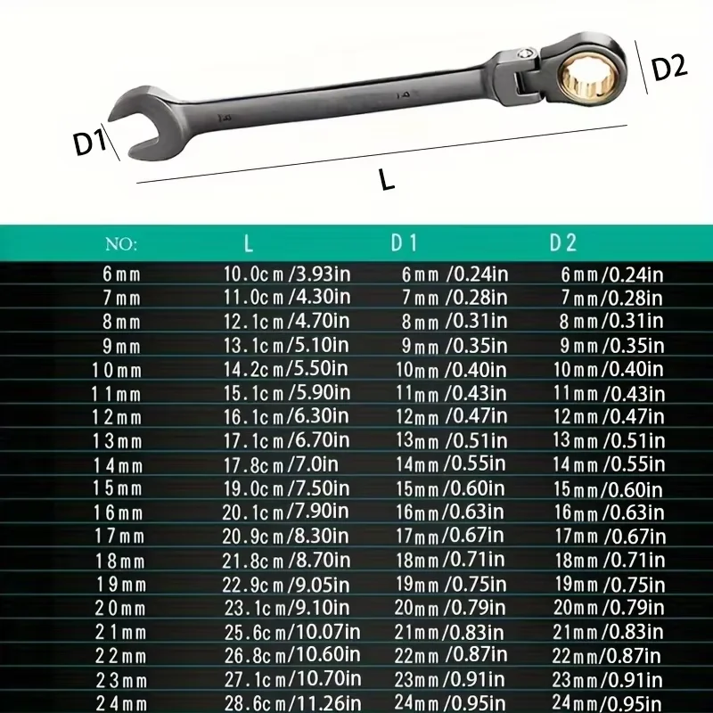 180° Rotating Head Combination Wrench Swivel Adjustable Spanner for ...