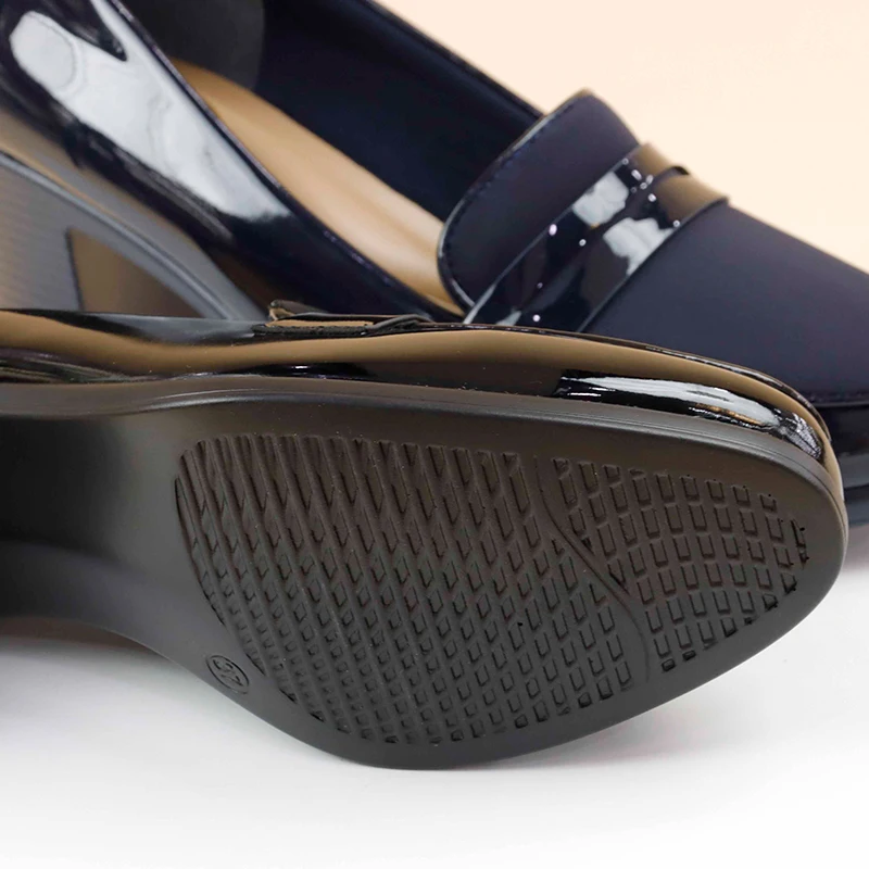 Luxury Black Slip On Pu Shoes Women Mother Pumps Square Toe Ladies ...