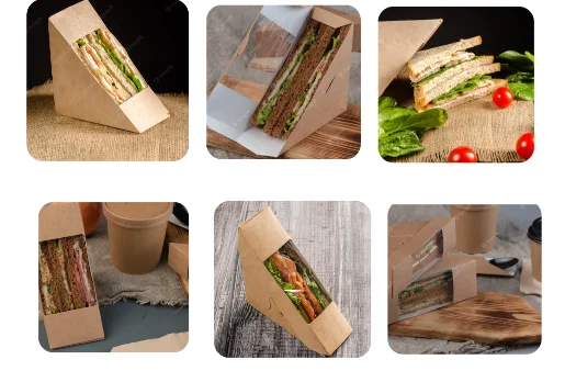 Reusable Sandwich Packing Boxes Food Kraft Takeout Sandwiches Wrapping ...