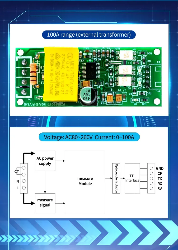 Watt Power Voltammetry Current Test Module Pzem-004t For Ardui Ttl Com2 ...