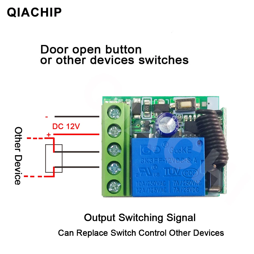 DC 12V 1CH Relay Receiver Module 433Mhz Universal Wireless Remote ...