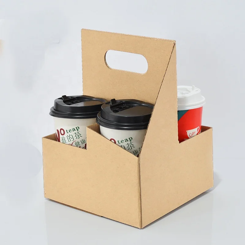 Customized cheap take away hot drink Kraft paper cup box disposable ...
