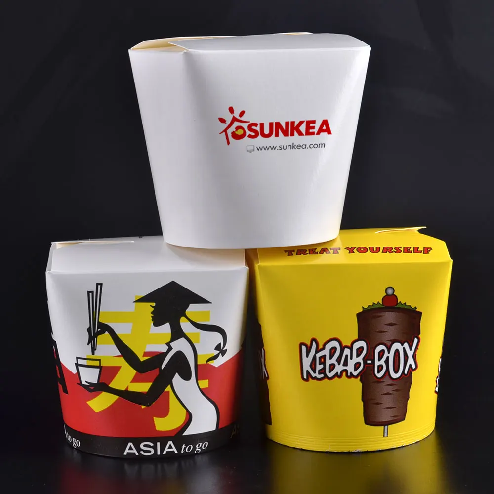 Round Based 16oz 26oz 32oz Kraft Paper Noodle Box/Chinese Rice Bowl ...