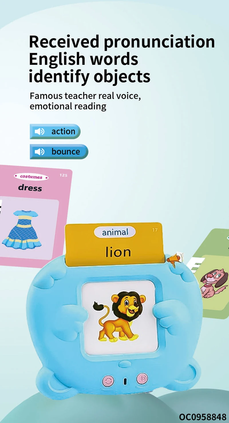 Kids Learning Flashcard Reader Speech Therapy Machine Toy Sight Words ...