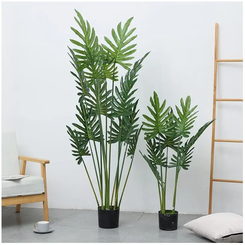 Artificial Fake Tree Plants Green Wall Led Hanging Simulation Banana ...