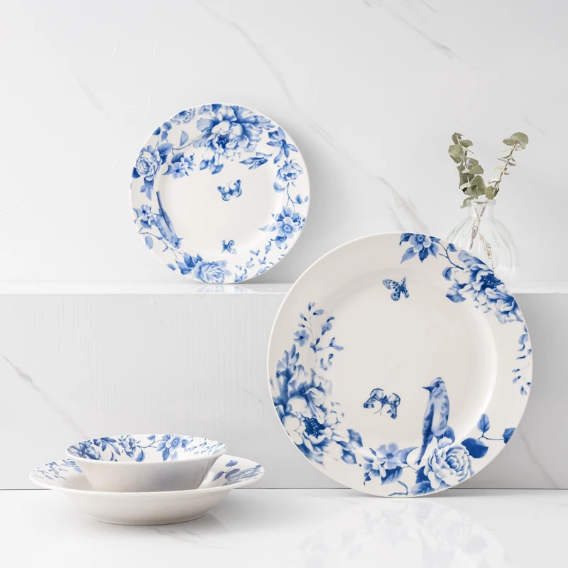 Huilang Porcelain Dinner Set 16PCS Blue White Porcelain Printing ...
