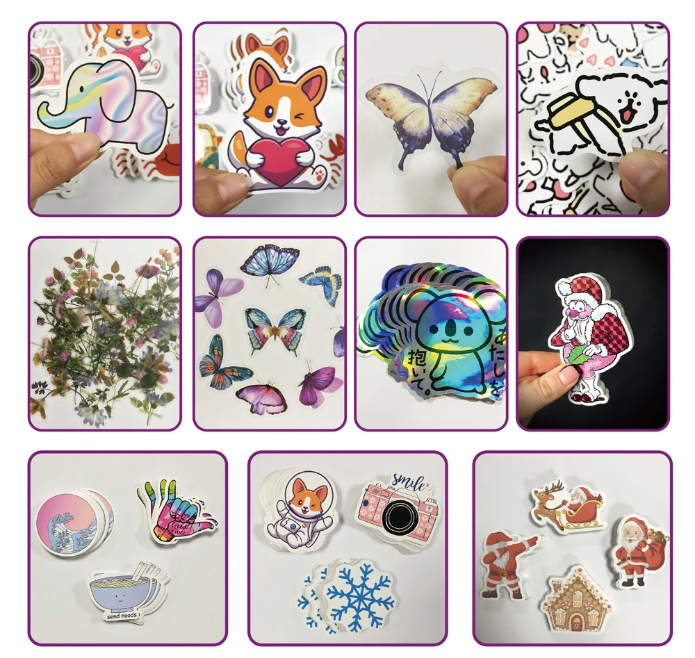 100pcs Holographic Cute Sticker Pack - Kawaii Anime Stickers