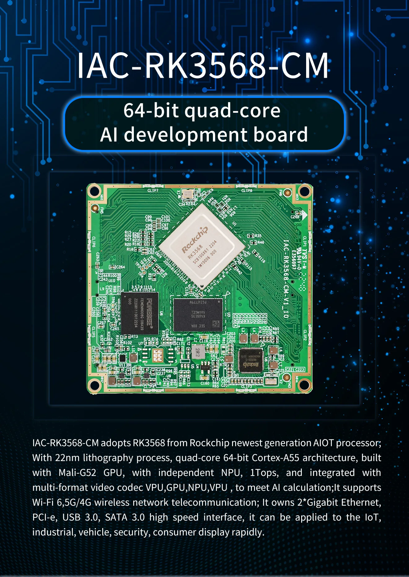 Rockchip Rk3568 Industrial Controller Core Board 32gb Emmc Mali-g52-2ee ...