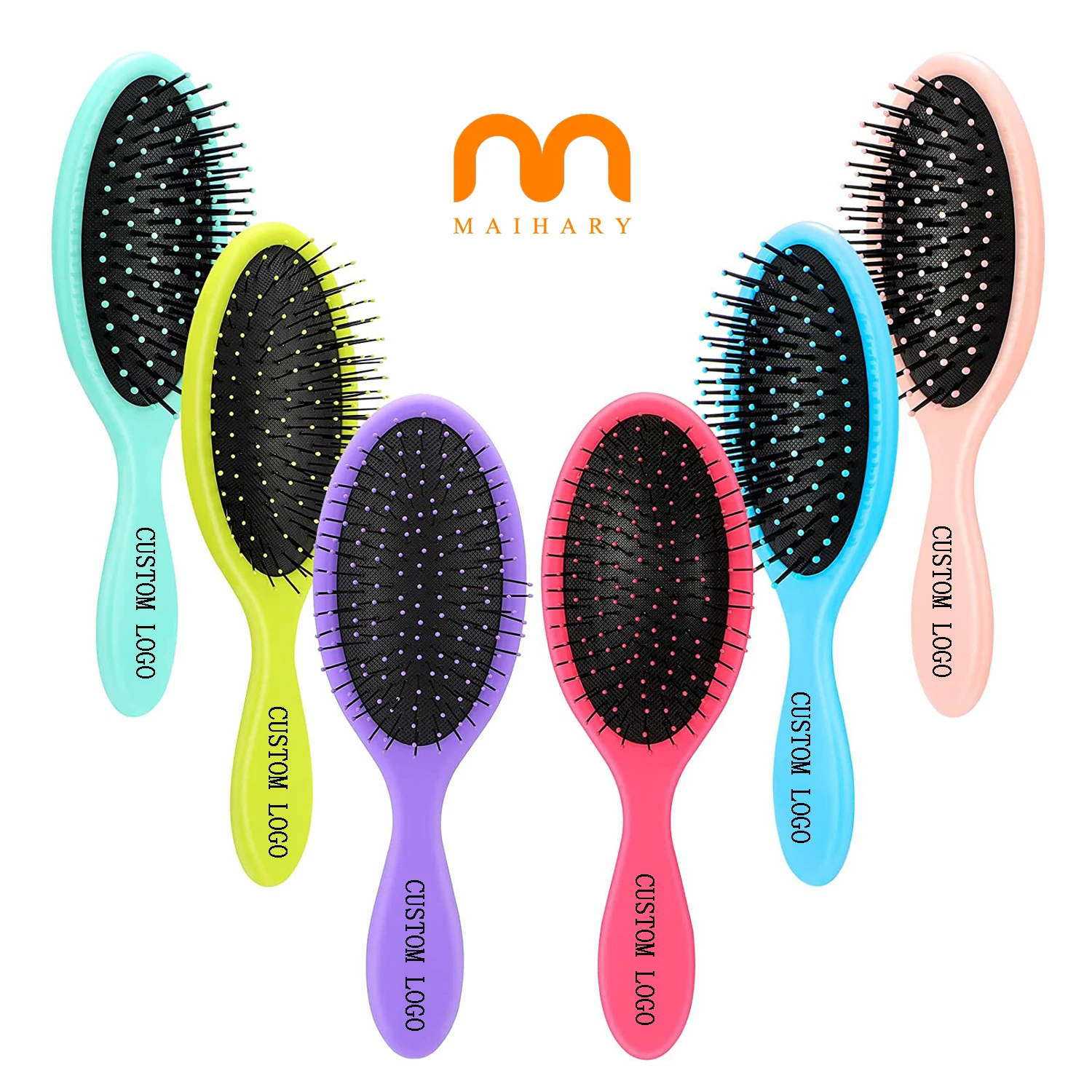 Custom Logo Massager Wet Dry Detangling Boar Bristle Brush