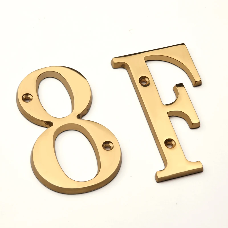 4 Inch. 10cm Solid Brass Letters Modern House Number Door Numbers ...