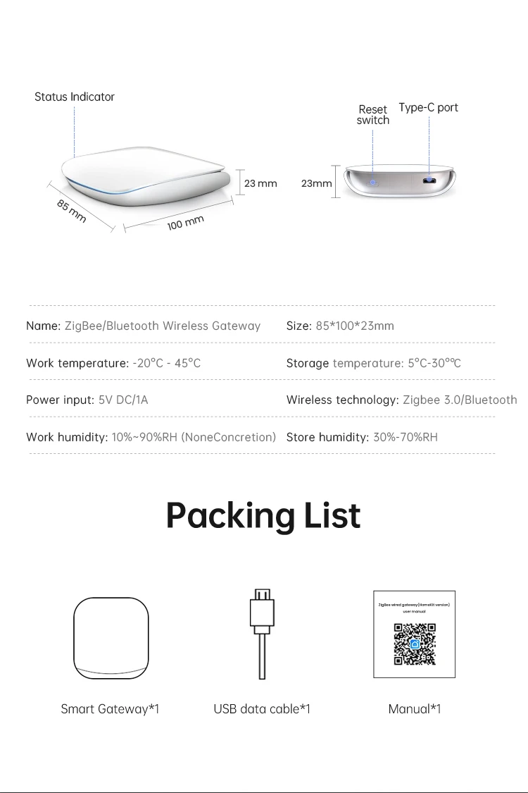 Home Assistant 2.4g Wifi Tuya Wireless Zigbee 3.0 Ble Smart Gateway Hub ...