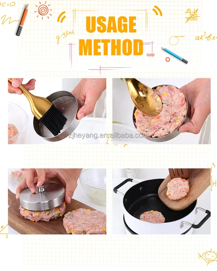 Stainless Steel Burger Beef Meatloaf Stamper Mold Party Bbq Mold Bbq ...