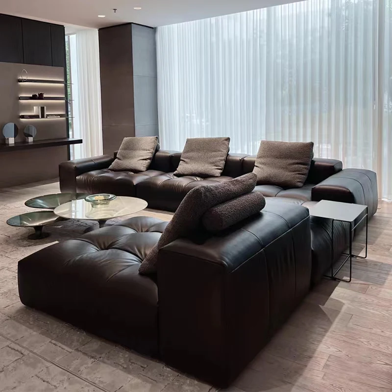 Customized Modern Modular Sofas Genuine Leather Sectional Living Room ...