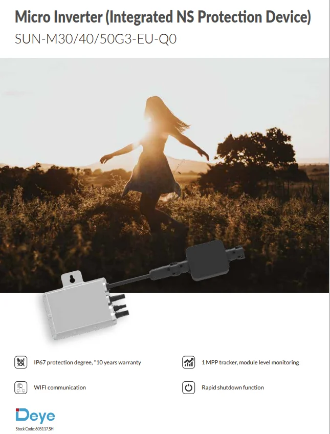 Deye Sun-m30/40/50g3-eu-q0 Eu Standard 300w On Grid On Grid Solar ...
