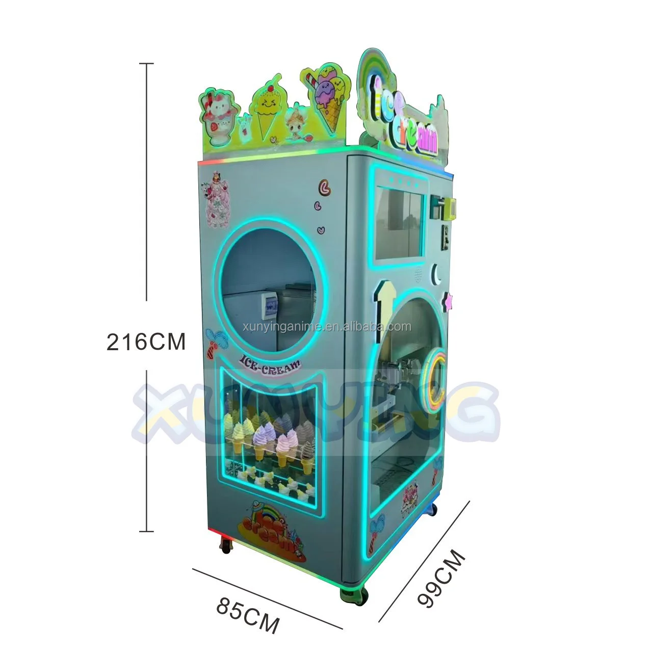 Multi Flavors Self Service Automatic Robot Soft Ice Cream Cup Vending ...