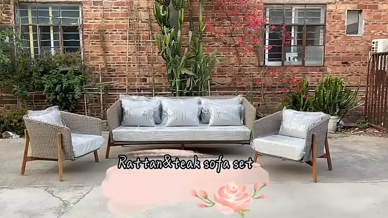 Nordic Modern Contemporary Outdoor Seating Set All-weather Teak Terrace ...