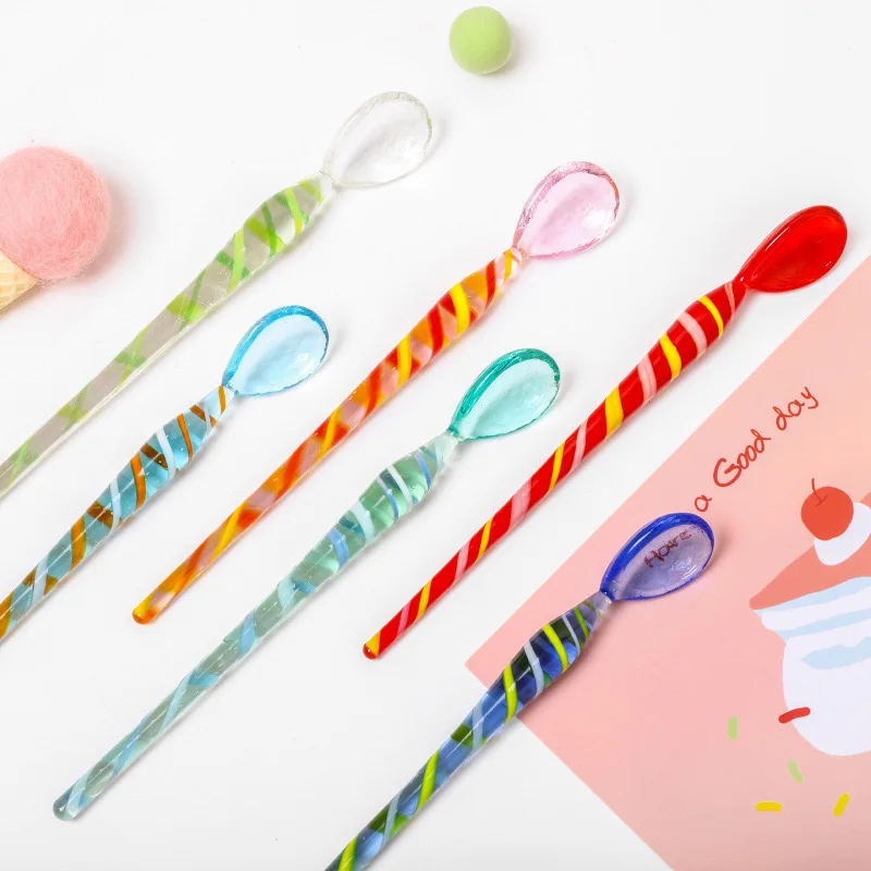 Glass Coffee Stirrers Tea Dessert Milk Teaspoon Sugar Mixing Scoop For ...