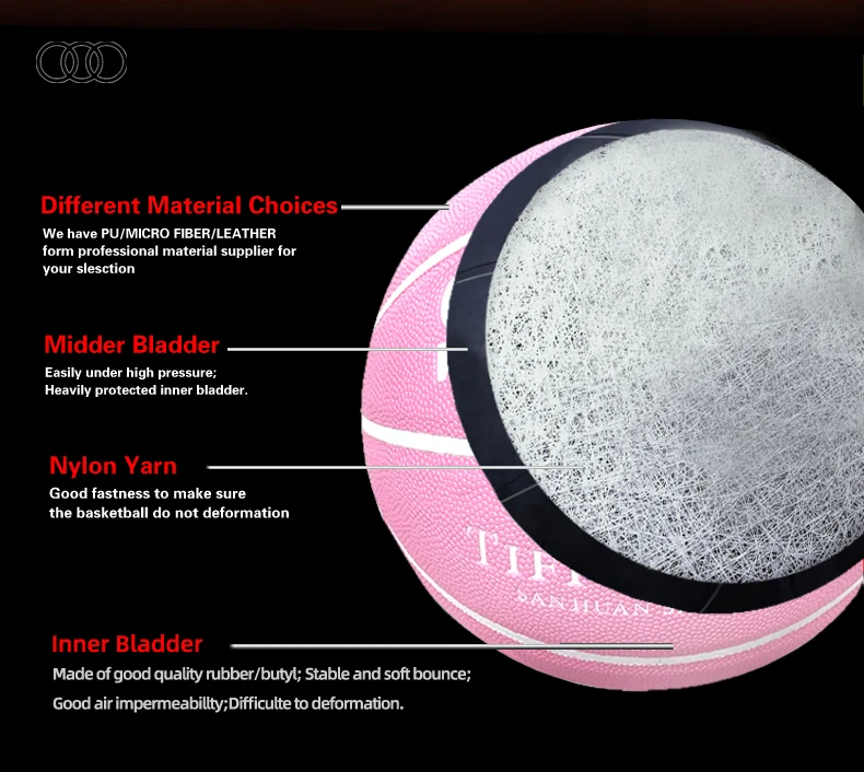 Sanhuan Pink Butyl White Gallbladder Custom Basketball Women Basketball ...