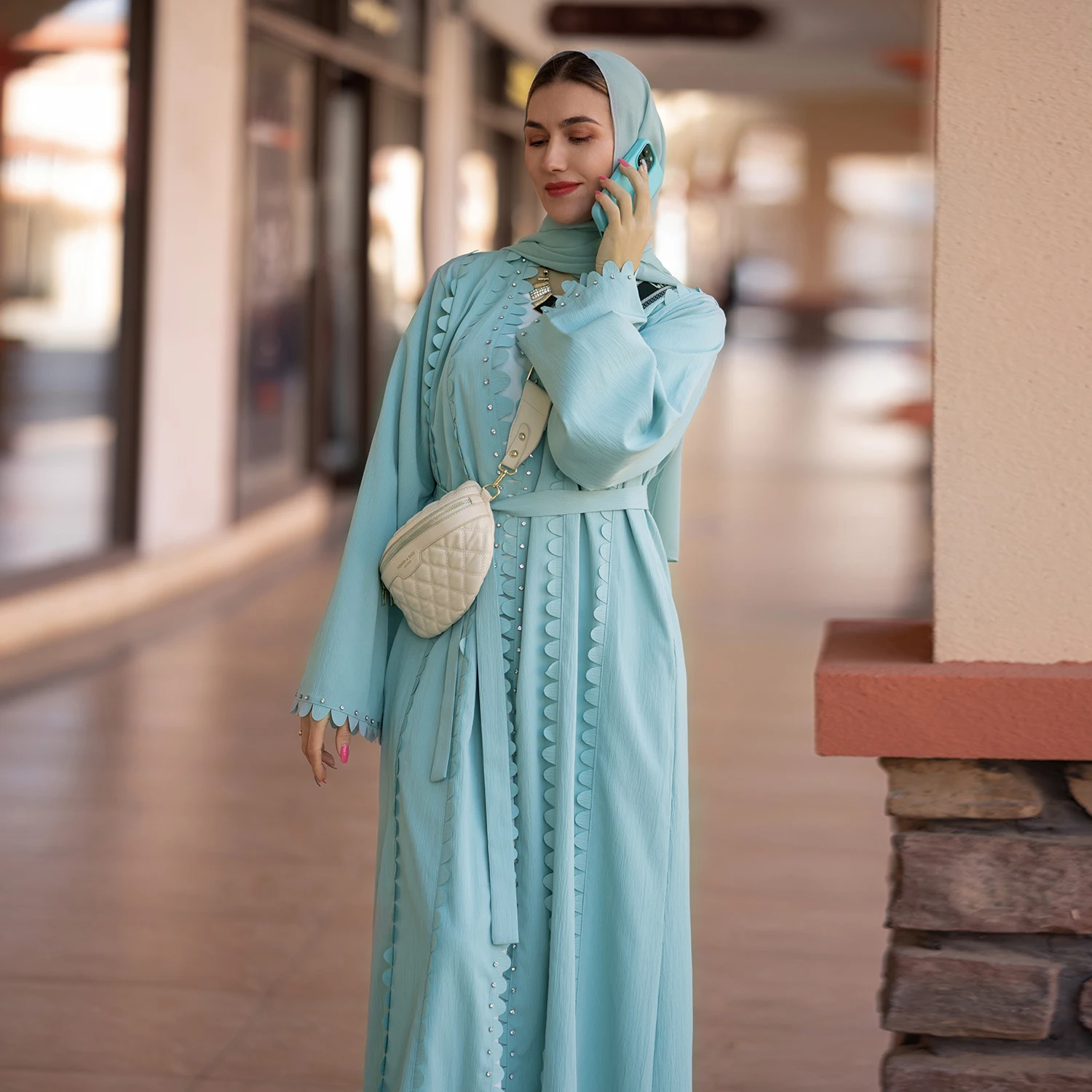 Loriya Fashion Islamic Clothing Kimono Cardigan Open Abaya With Beads ...