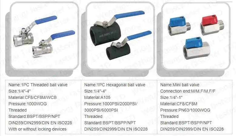 1000WOG Ball Valves DN8-DN100 Manual Handle SS304 2-Piece Ball Valve ...