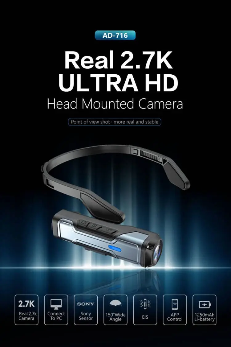 Aoedi Ad716 2.7k Son Y Sensor Eis Wifi Waterproof Wearable Head Mounted ...