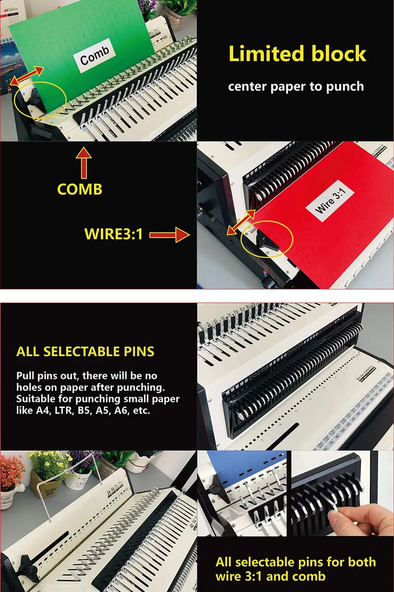 CW2016 Comb +Wire Electric Punch Binding Machine Multi Functional ...