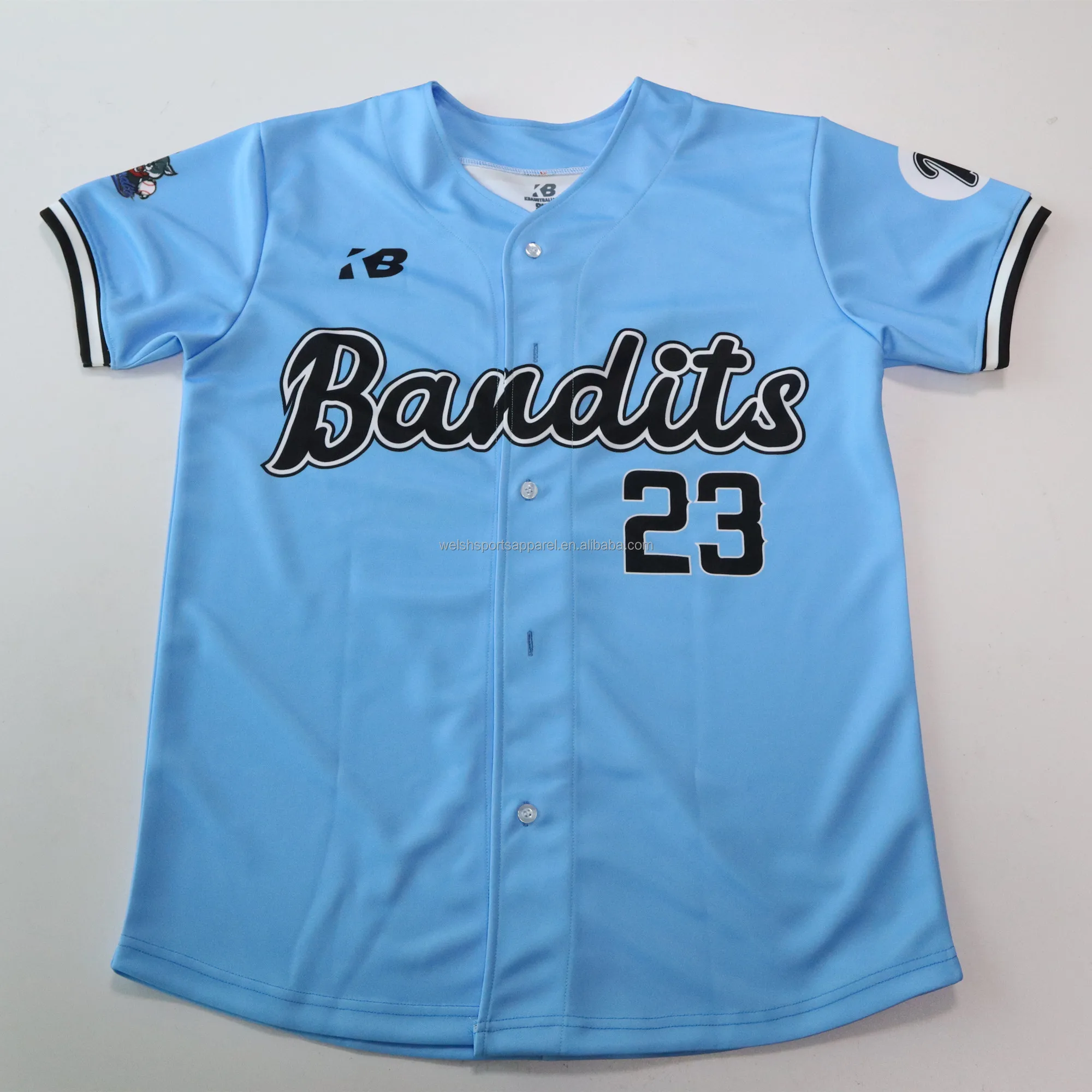 Custom Printing Blue Baseball Jerseys Baseball Uniform With Button up ...