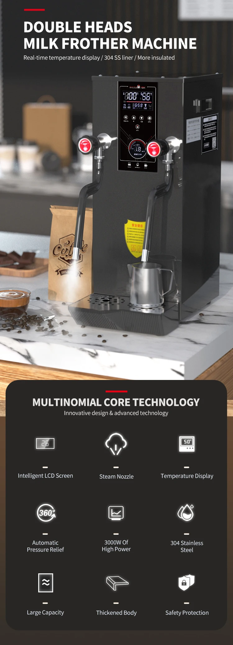 High Quality Single Head Upgrade Double Heads Milk Frother Machine Milk ...