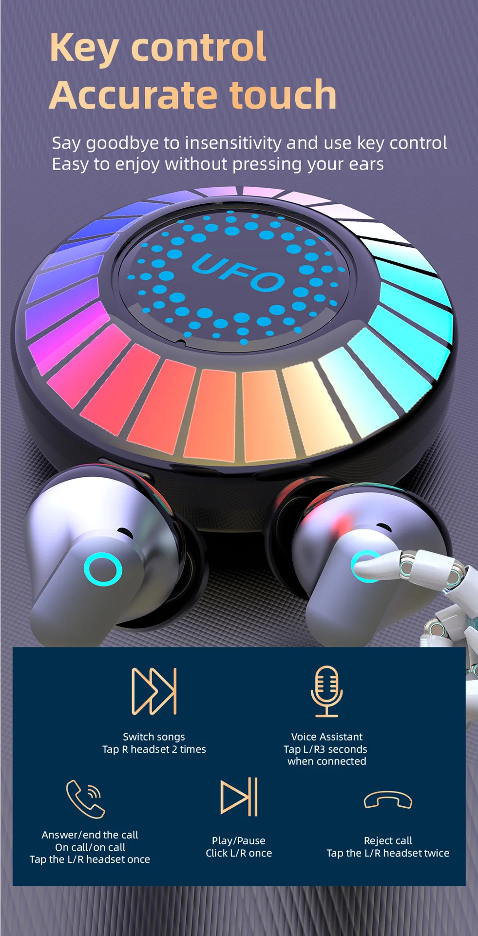 Original UFO Multi-Color Mini True Stereo Wireless Gaming Headsets