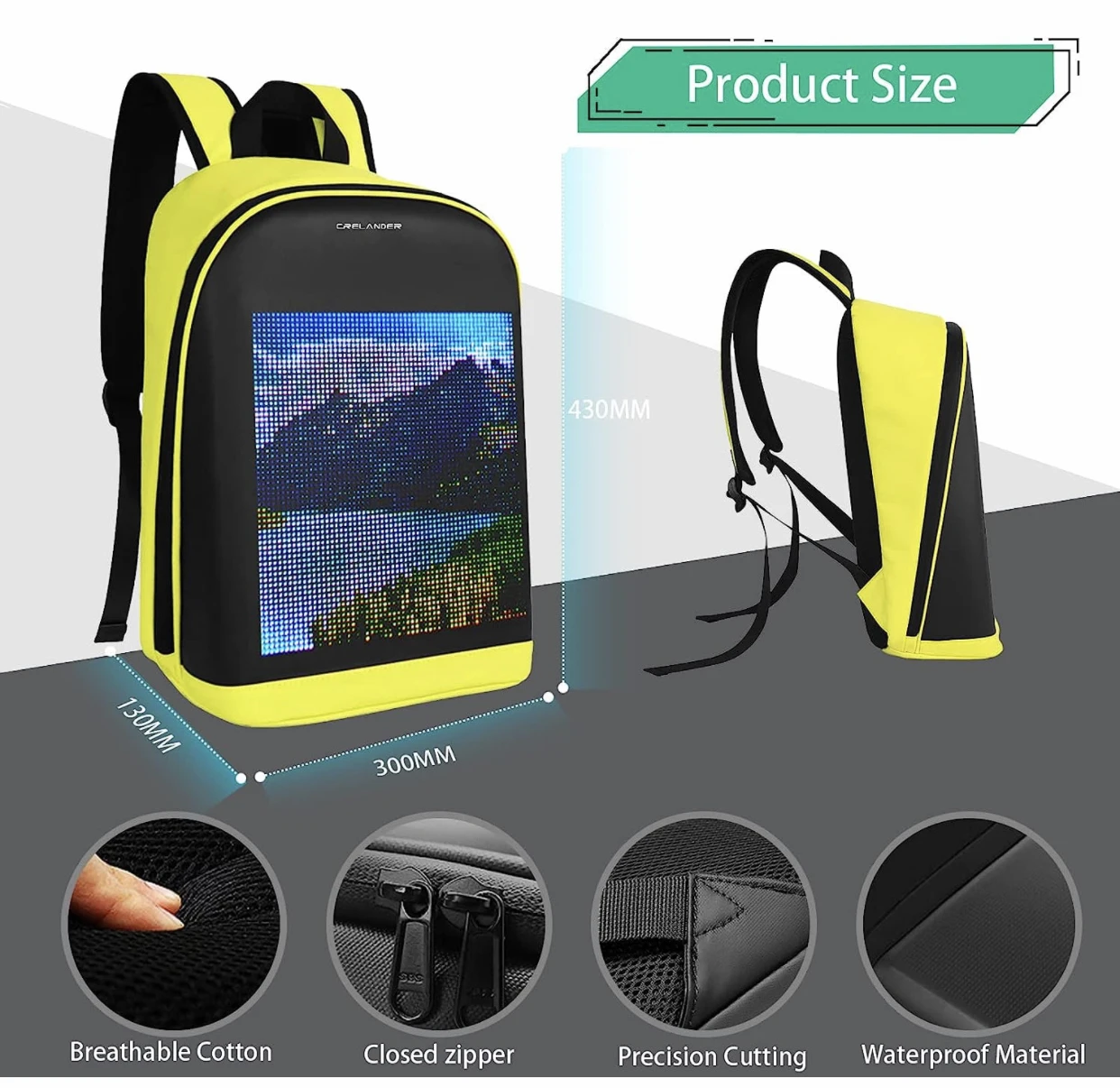 LED Eye Display Screen Night Knight Motorcycle Advertising Backpack